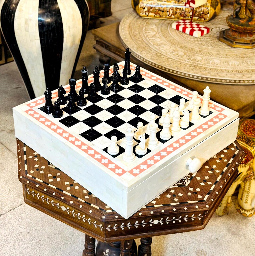 Bone Chess Set, Handmade Camel Bone Chess Board, Chess Box, Gifts for ...