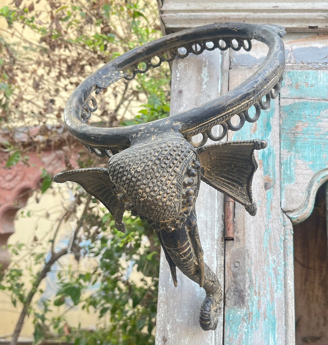 Bronze Elephant Head Statue, Old Ethnic Handicraft Mask, Wall Hanging ...