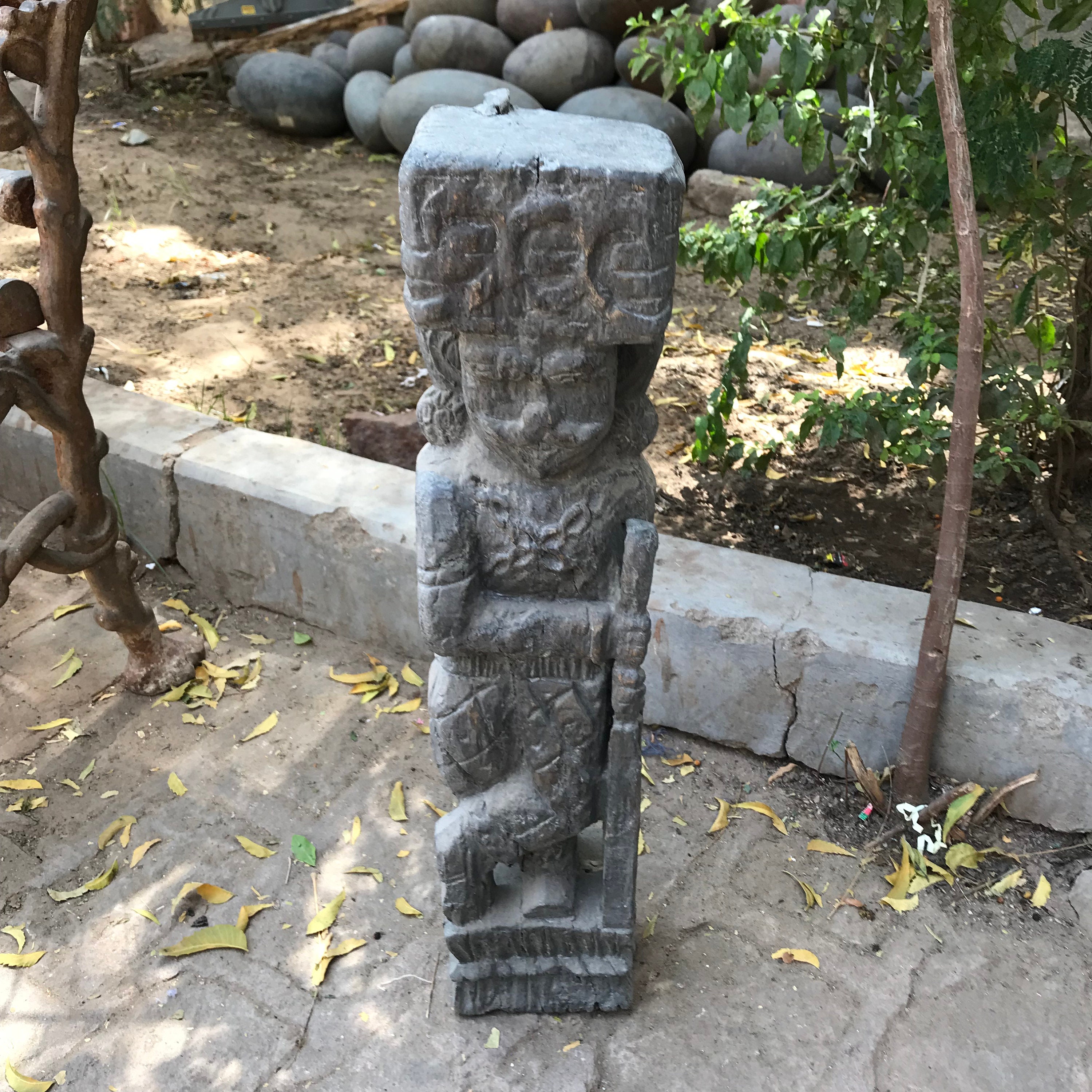 Rajasthani Durban, Gate Keeper, Rare Wooden Carved Rustic Watchman ...