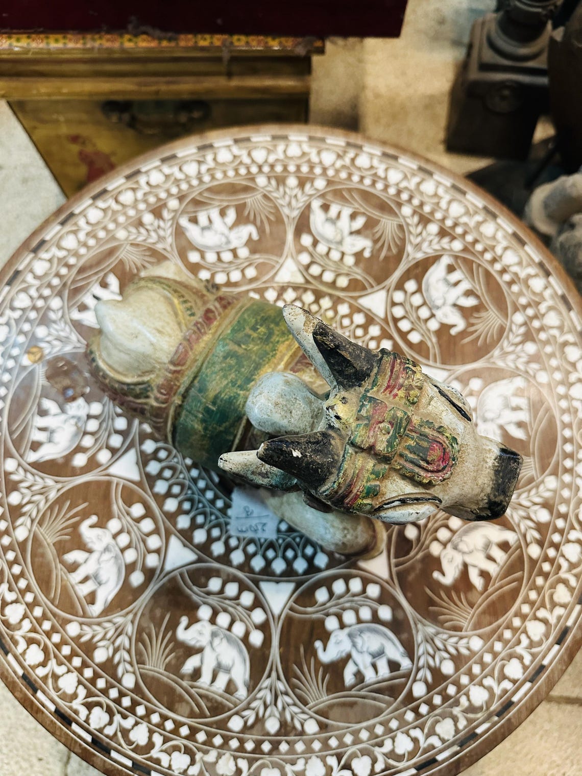 Hand Painted Nandi Statue, Vintage Wooden Indian Nandi, Hand Carved ...