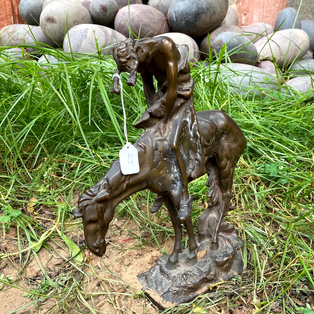 Tired Horse Statue With Dead Man, Elegant Equestrian Statue, Bronze ...