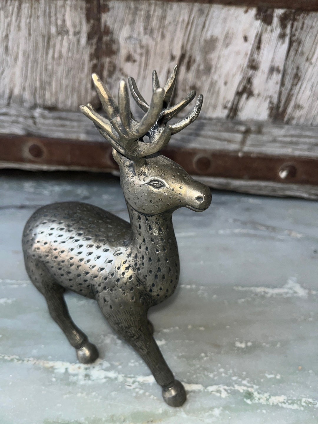 Old Silver Deer Statue for Home Decor, Mid Century, Decorative Figurine ...