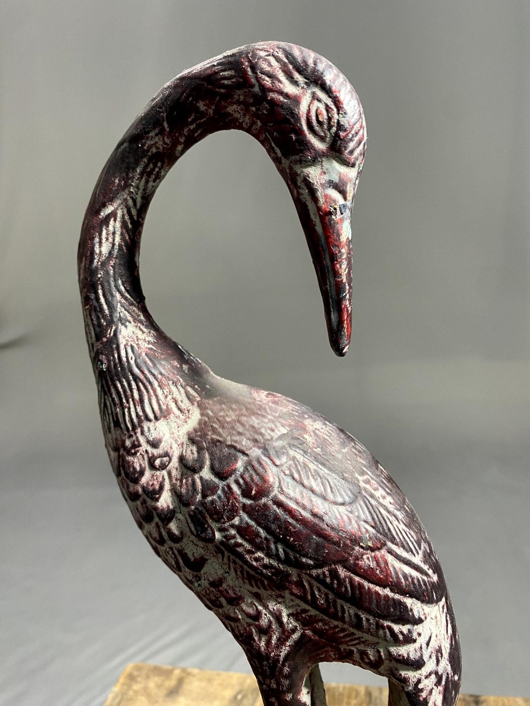 Bronze Casting Red Painted Crane Statue, Animal Sculpture, Garden Decor ...