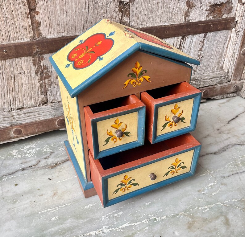 Engraved Carved Wooden Jewelry Box With Drawers,hand Painted ...