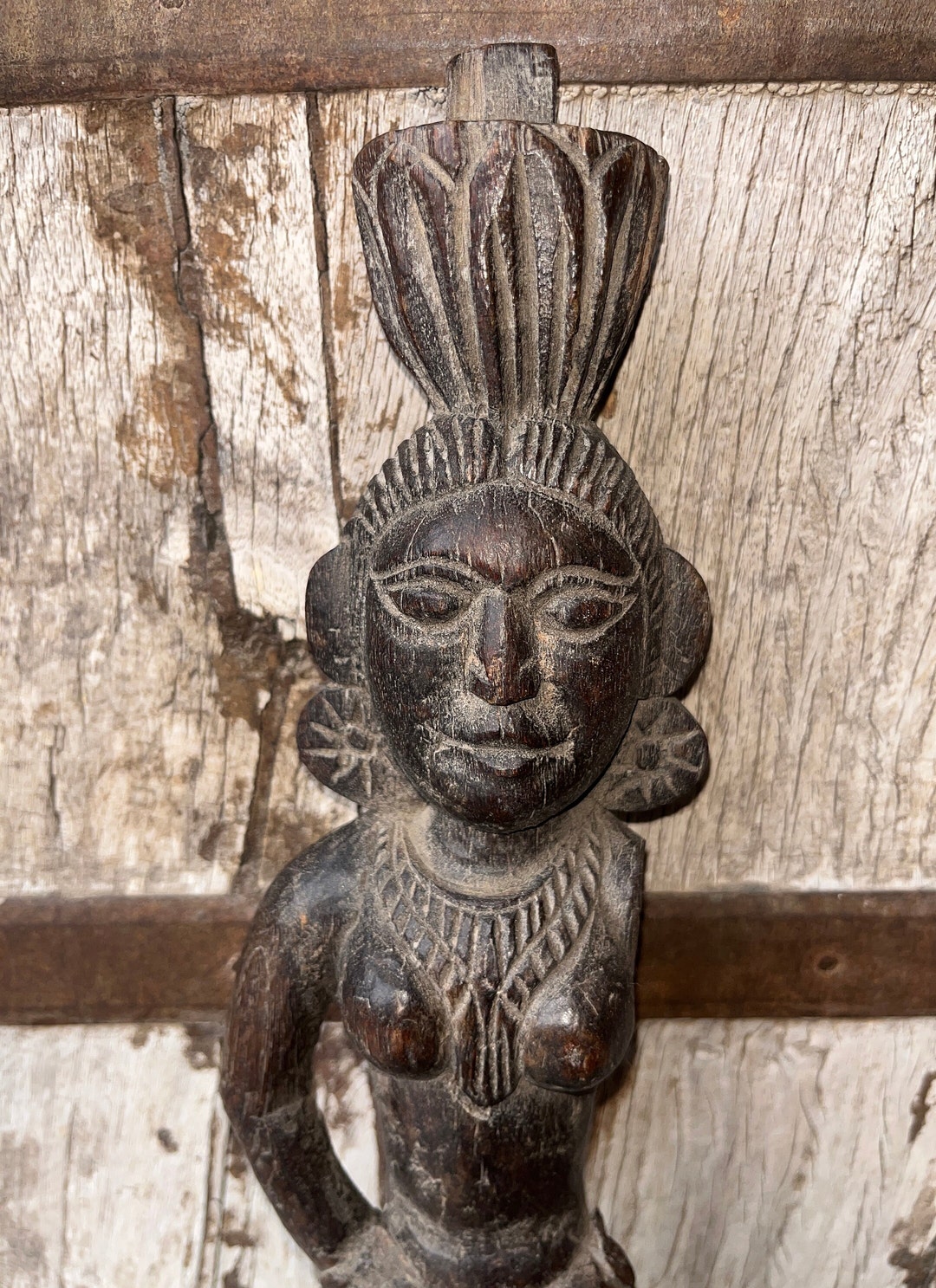 African Tribal Wooden Lady Statue, Black Lady Figurine, Ebony Figure ...