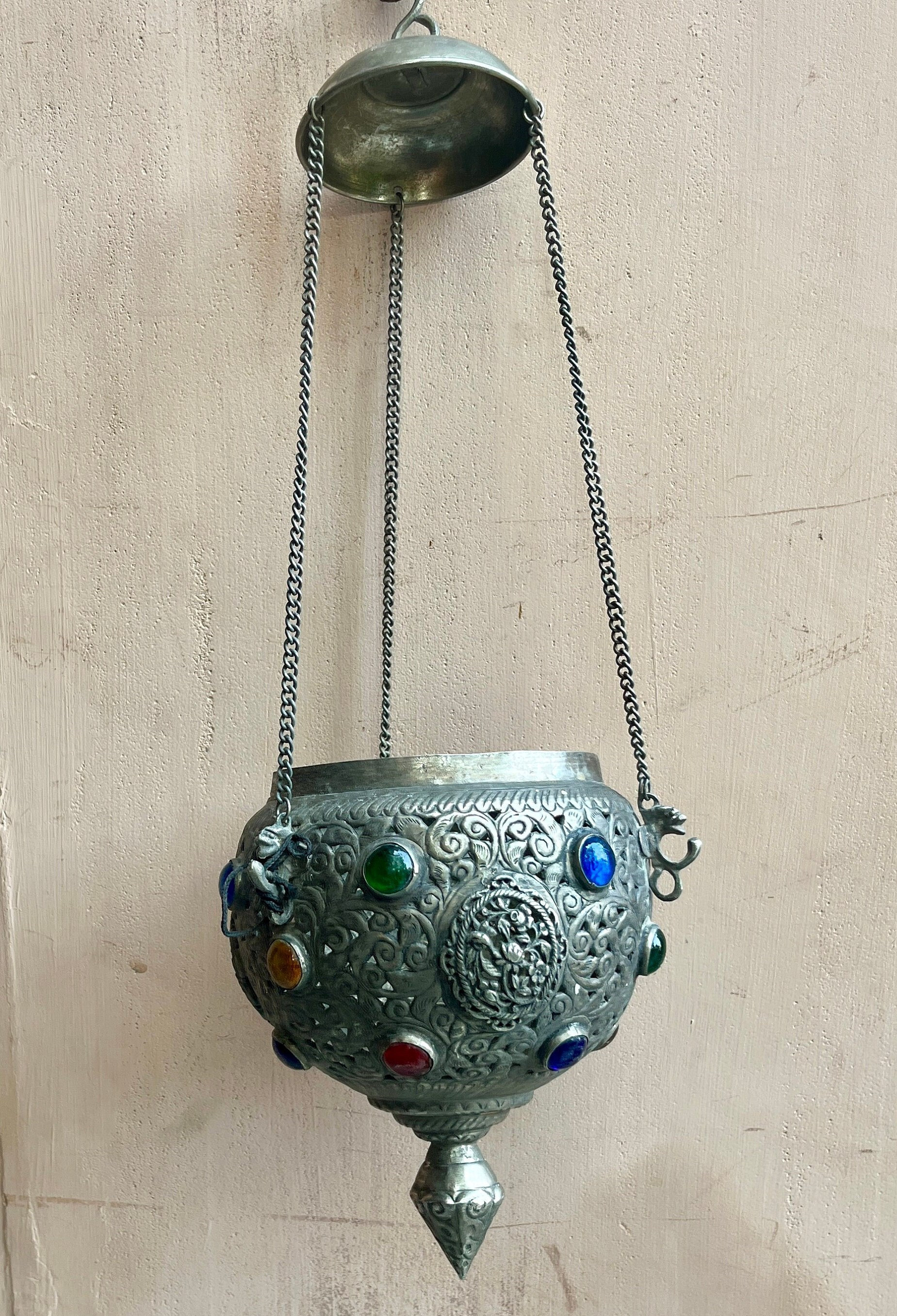 Lampada Orthodox Brass Lamp With Glass Beads, Religious Lamp, Hanging ...