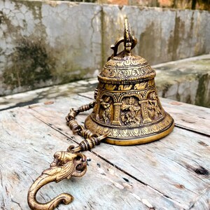 Hanging Brass Bell for Home Temple or Puja Mandir, Temple Long Hanging ...