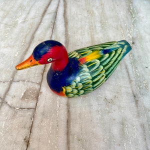 Old Hand Carved Wooden Duck Statue, Painted Decorative Duck ...