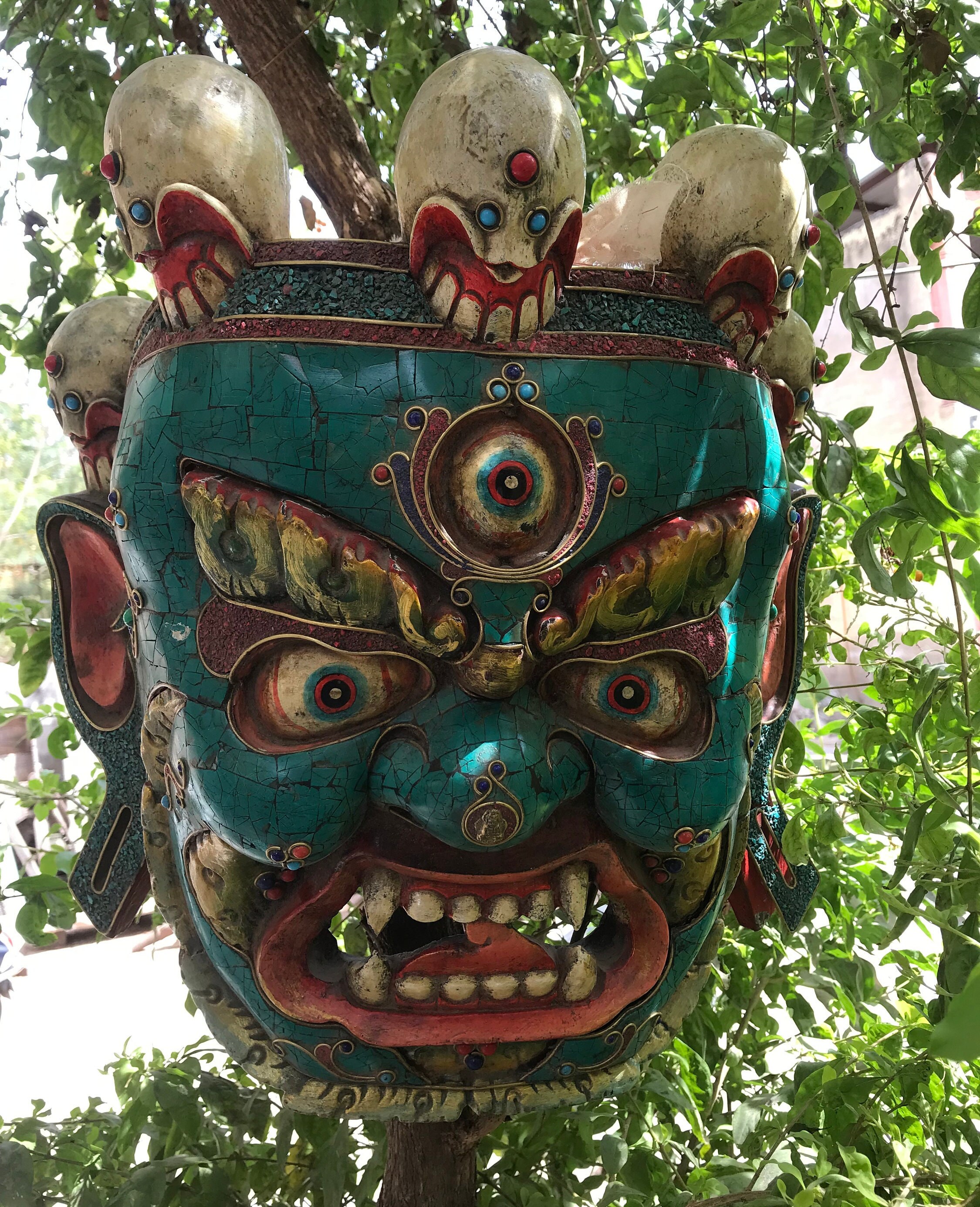 Tibetan Buddhist Mahakala Wall Hanging Wrathful Mask, Mahakal Wall Mask ...