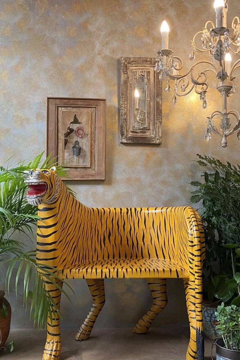 Maharaja Indian Chair, Vintage Look Hand Painted Horse Animal Chair ...