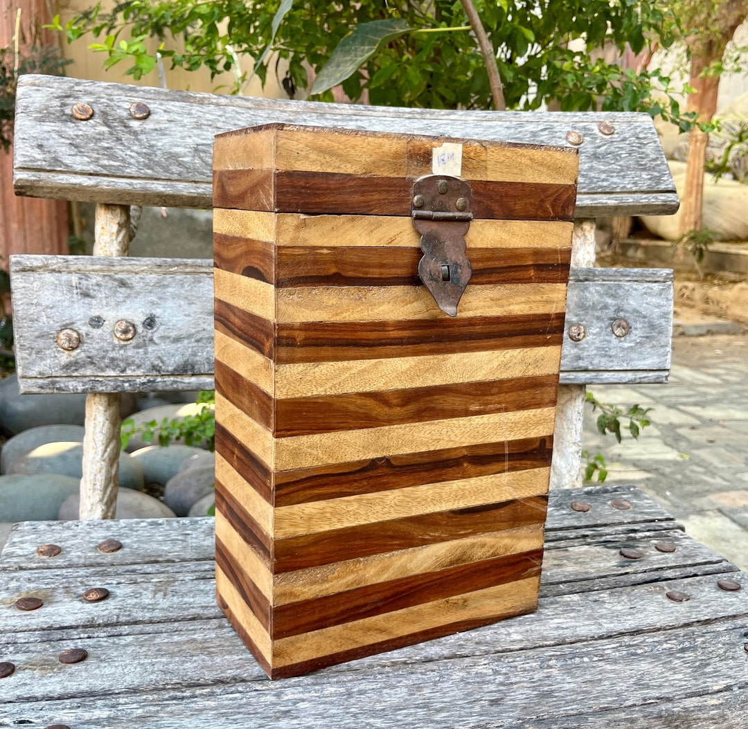 Hand Painted Wine Bottle Box, Old Wooden Tall Wine Bottle Box ...