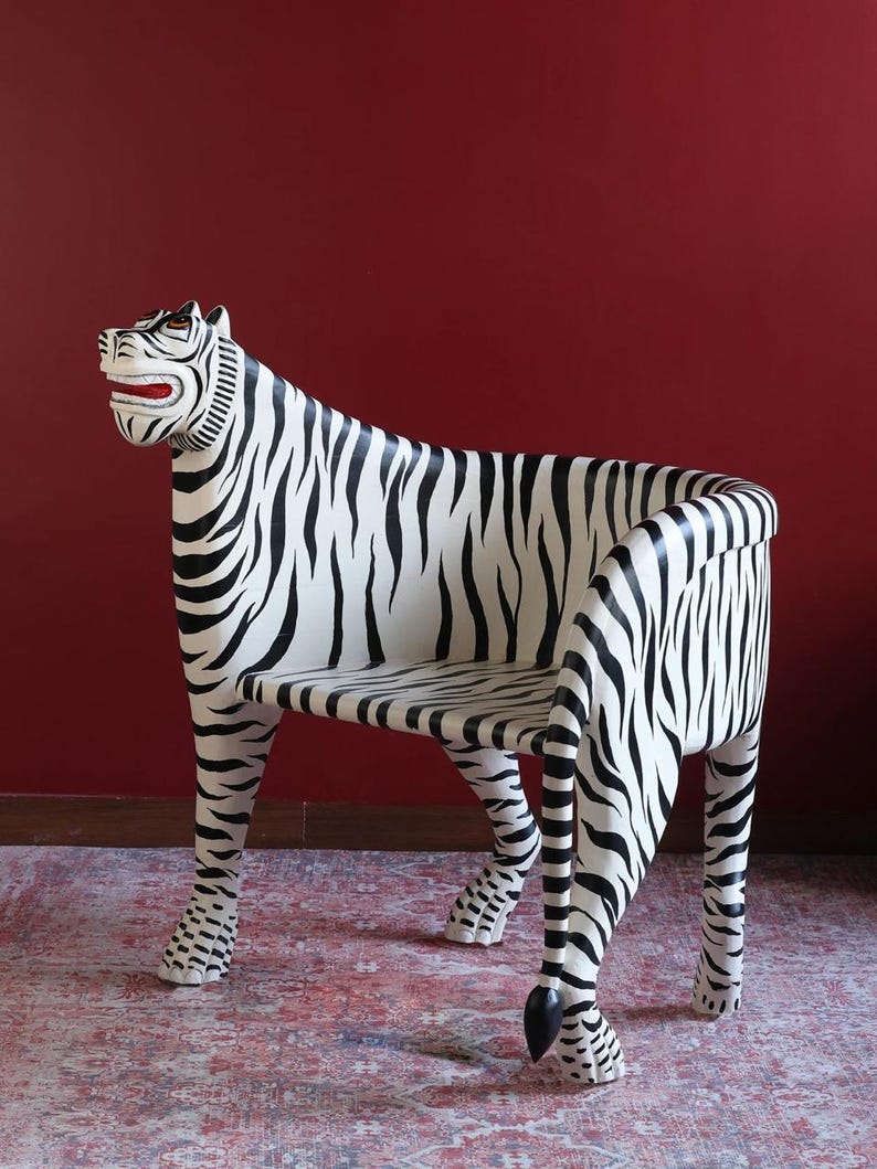 Maharaja Indian Chair, Vintage Look Hand Painted Horse Animal Chair ...