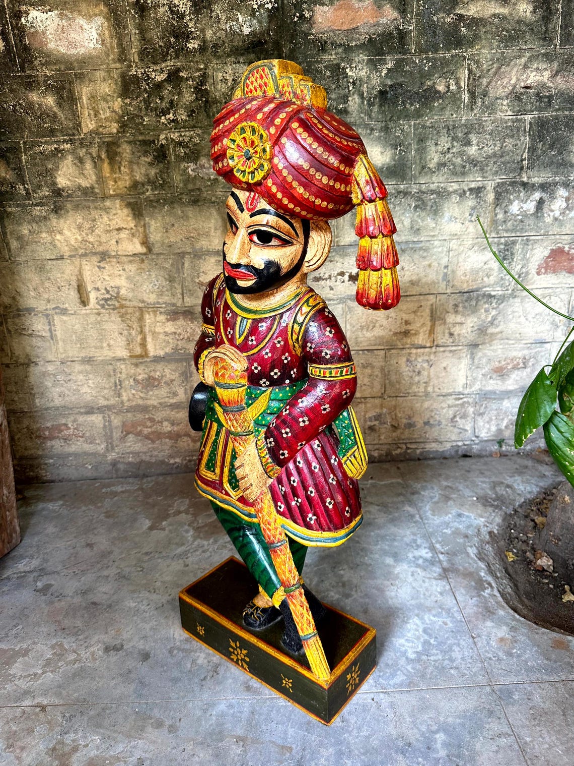 Rajasthani Groom Wooden Statue | Handcrafted Wooden Man | Man Statue ...