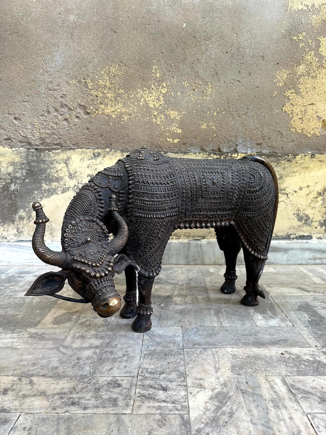 Bronze Black Bull Statue | Indian Style Rare Vintage Figure | Home ...