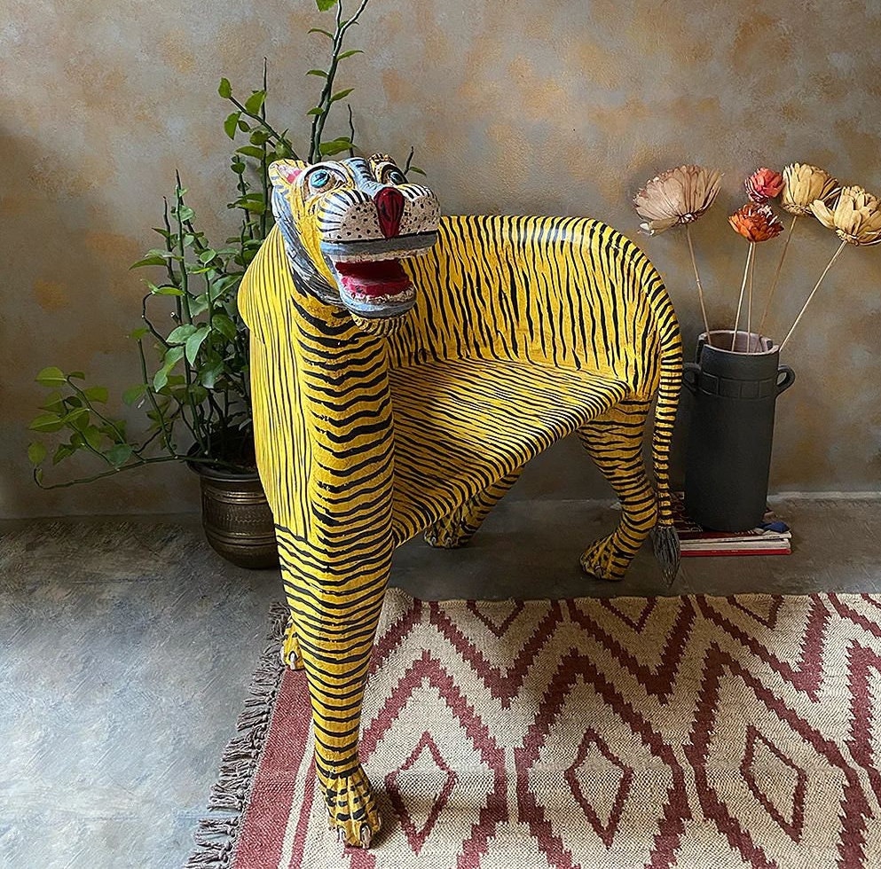 Ethnic Chair Art, Wooden Horse Chair, Accent Furniture, Vintage Look ...