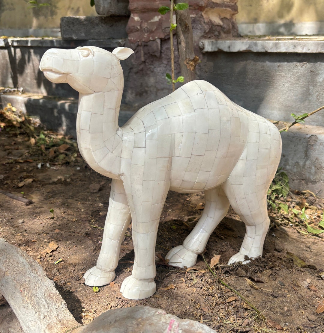 Decorative Bone Inlay Camel Statue, Vintage Camel Lovers Gifts, Wooden ...