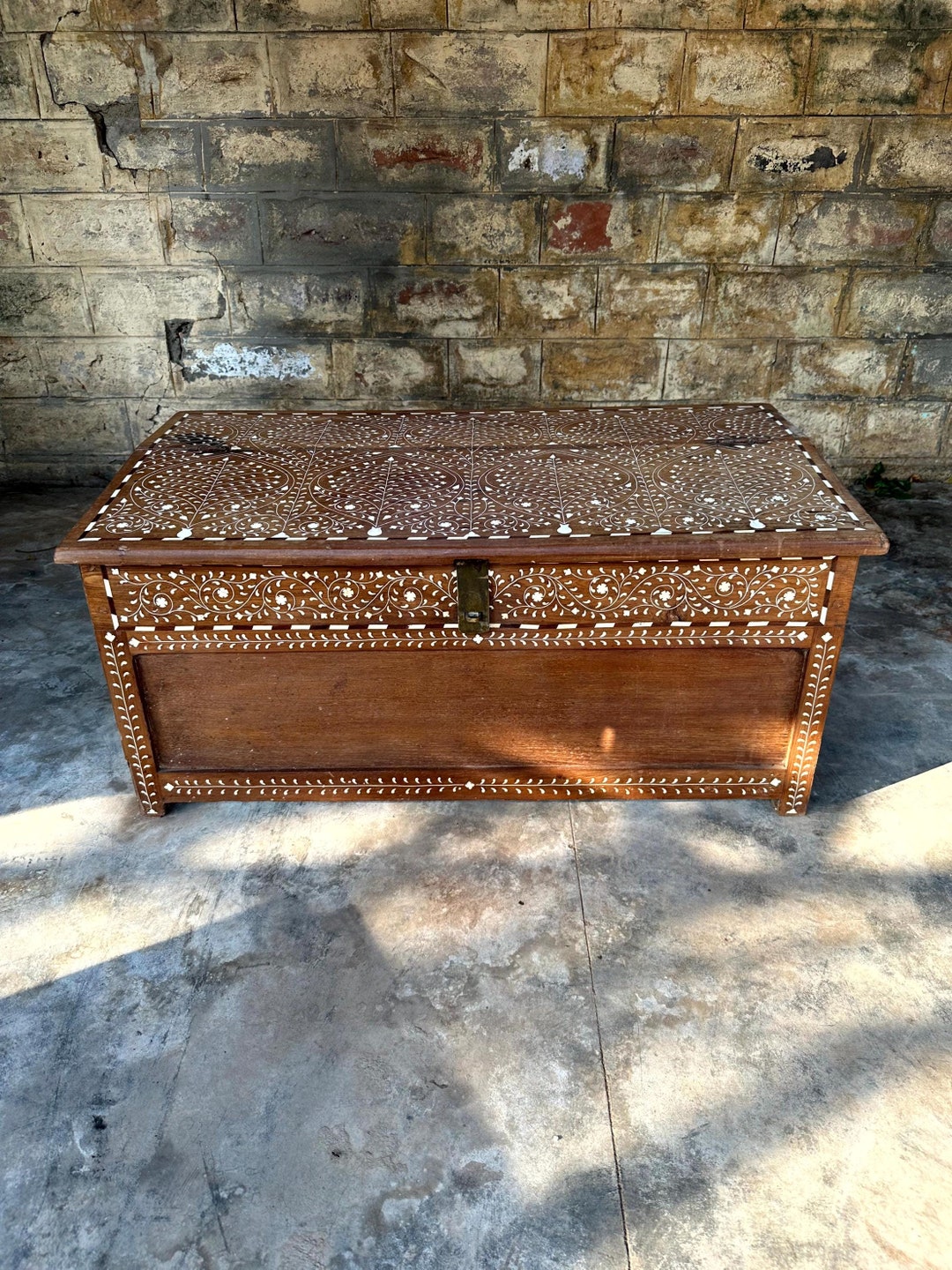 Handmade Antique Storage Chest, Teakwood Storage Box, Home Décor Bone ...