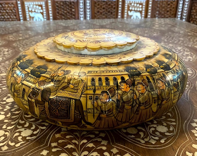 Inlaid Box, Old Teak Wood Bone Inlay Opium With Lid Box, Hand Carved ...