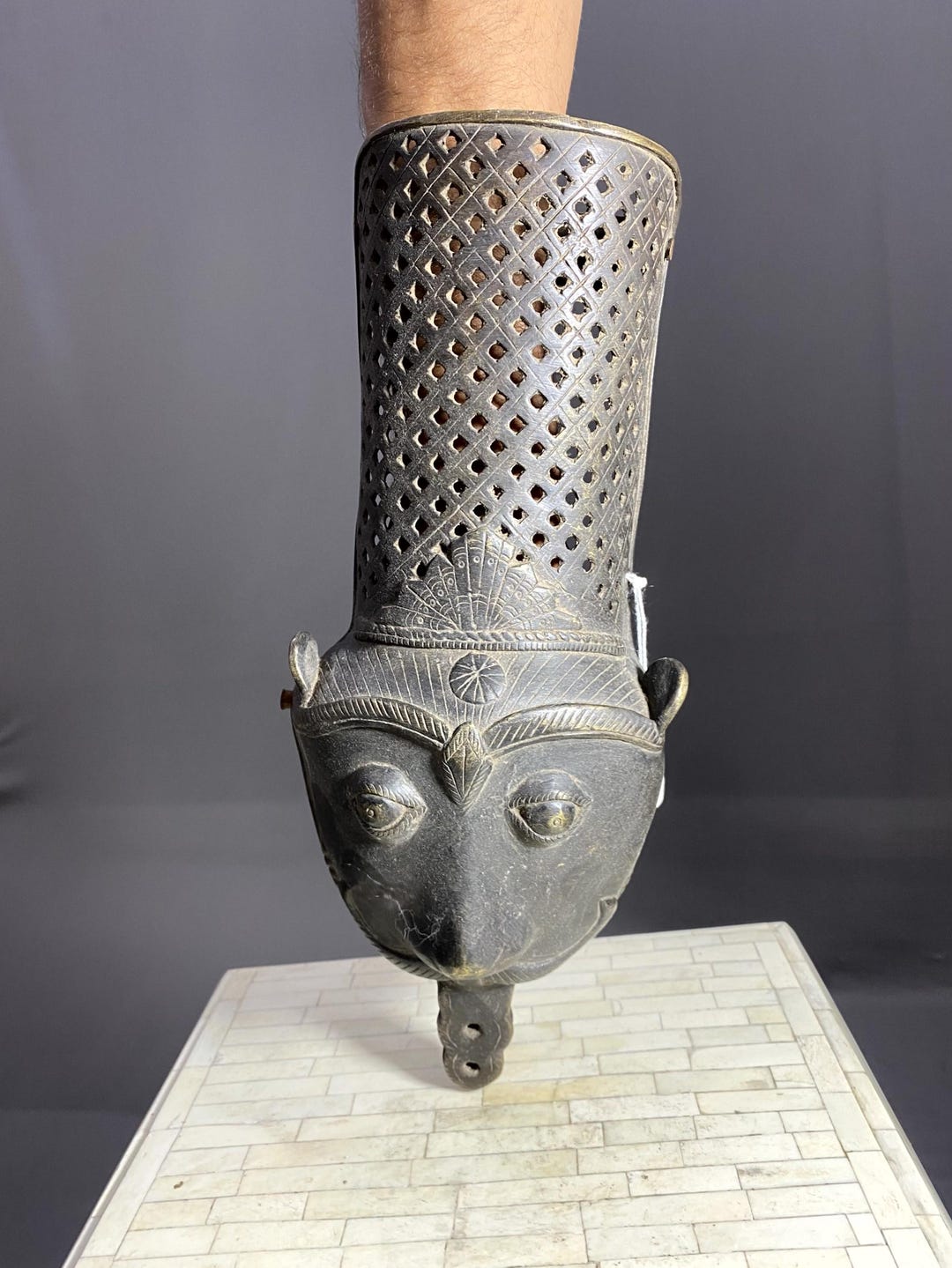 Handmade Brass Tiger Hand Armour, Antique Bronze Jali Indian Hand Patta ...