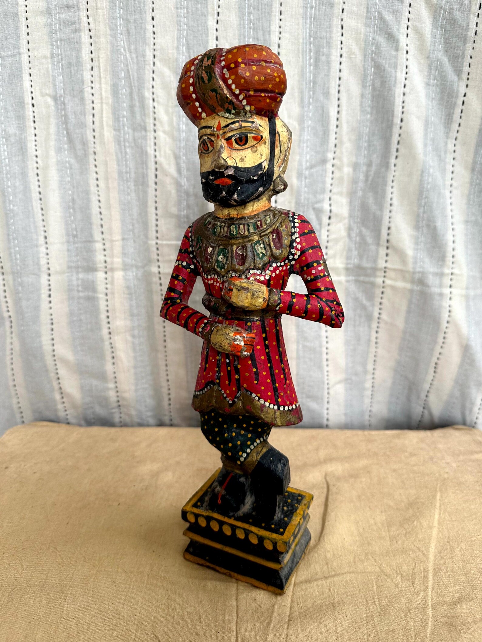 Handicraft Chowkidar, Wooden Carved Painted Watchman Statue, Indian ...