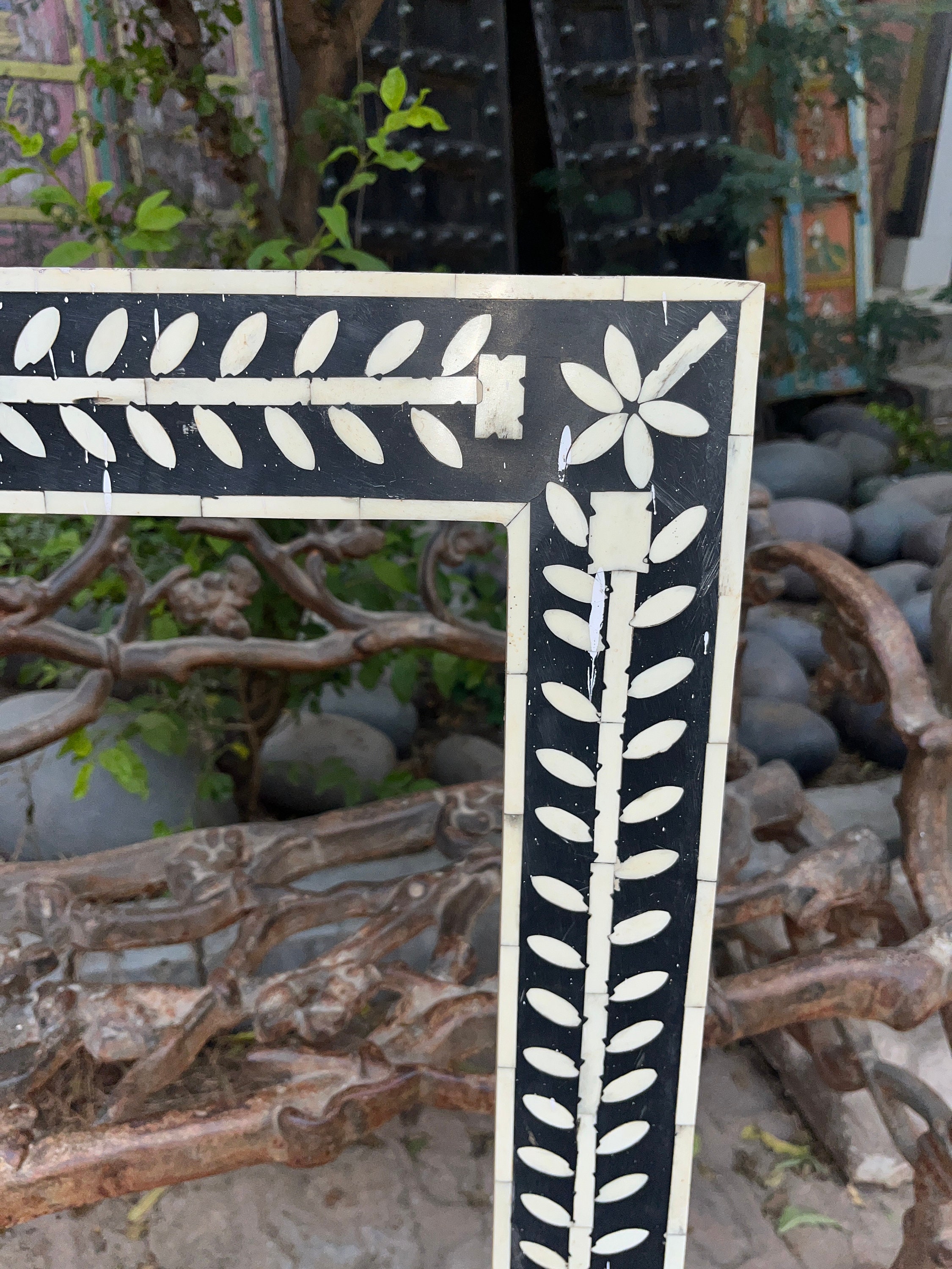 Wooden Bone Inlay Mirror Frame Floral Design Frame Farmhouse - Etsy