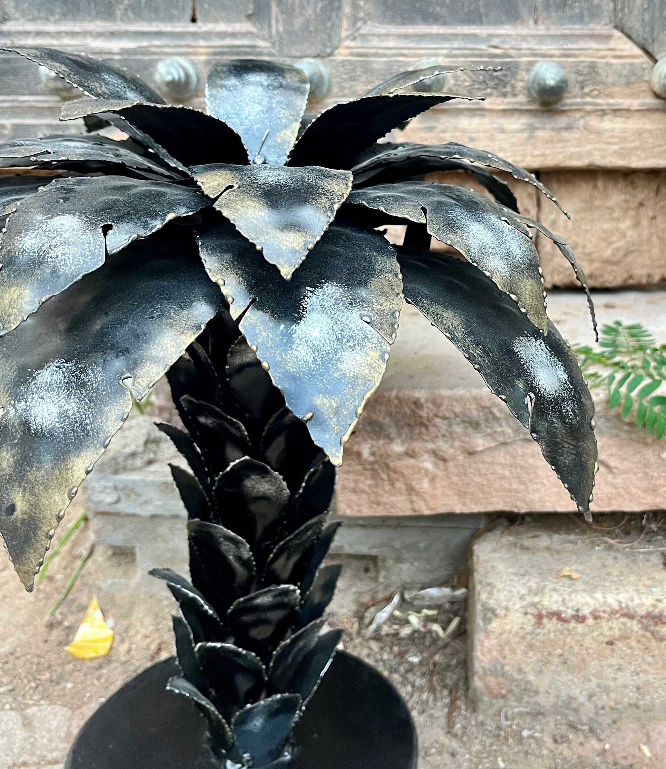 Engraved Metal Palm Tree Statue, Tropical Art, Beach House Decor, Palm ...