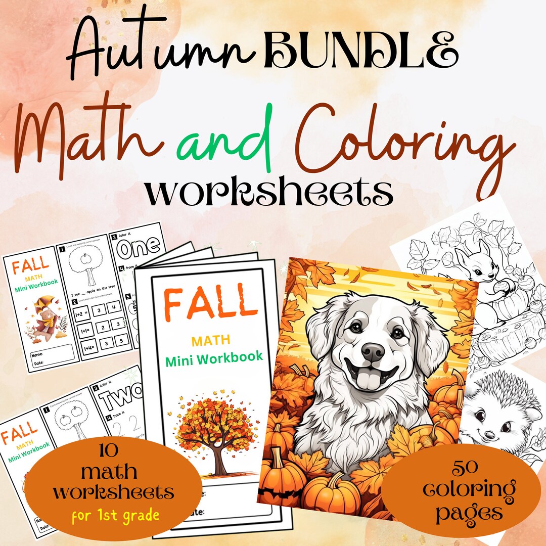 Autumn Bundle Math and Coloring Worksheets Printable Fall Autumn Bundle ...