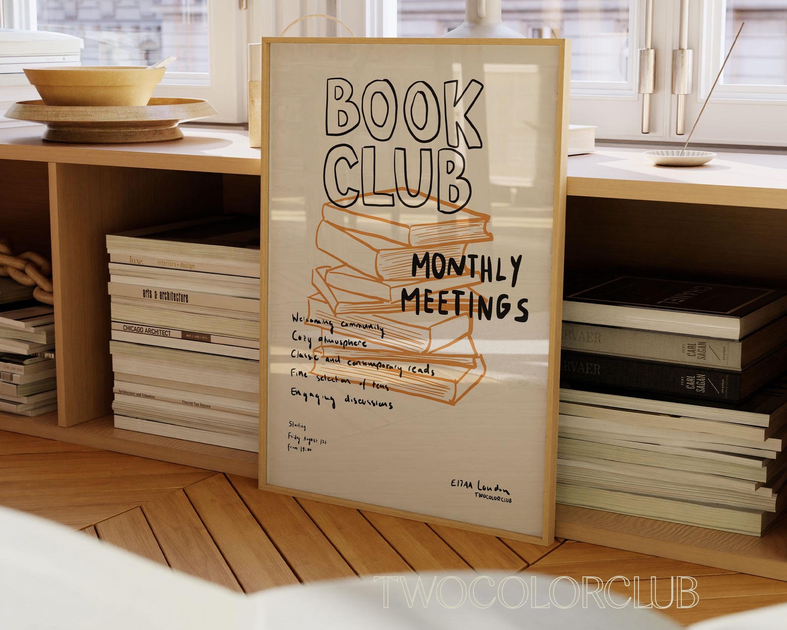 Book Club Print | Book Stack Wall Art (digital Download) - Etsy