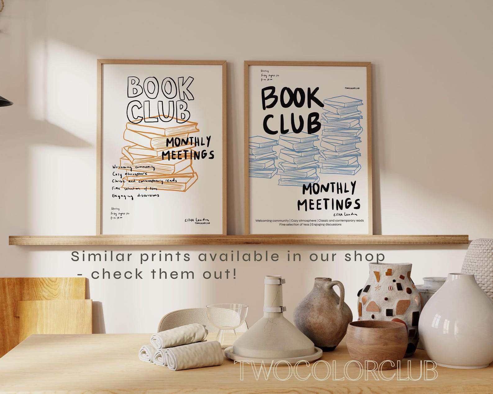 Book Club Print | Book Stack Wall Art (digital Download) - Etsy
