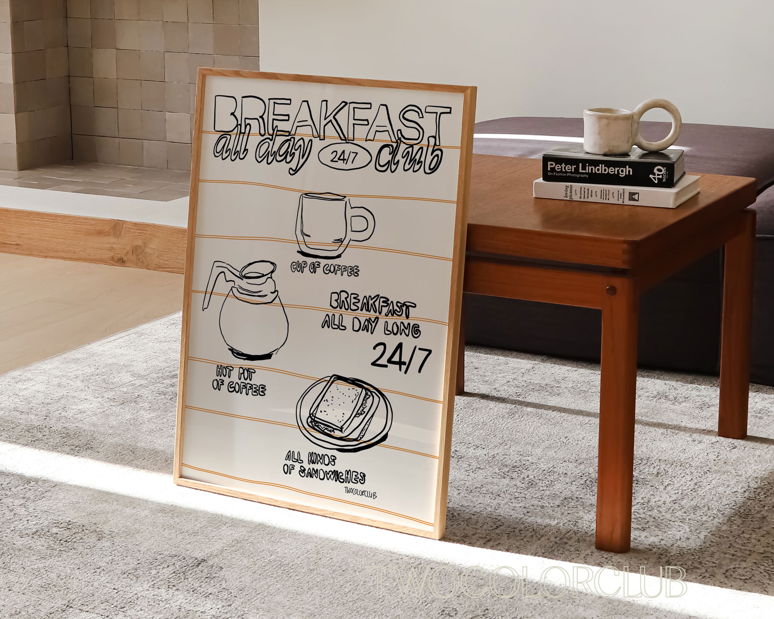 Breakfast Club Poster Digital Download, 24/7 All Day Breakfast Club Art ...