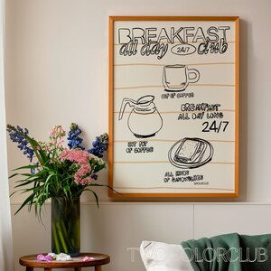Breakfast Club Poster Digital Download, 24/7 All Day Breakfast Club Art ...