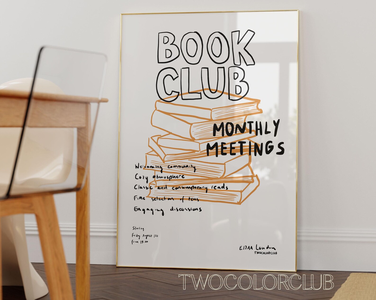 Book Club Print | Book Stack Wall Art (digital Download) - Etsy