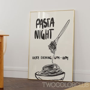 Pasta Night Print Digital Download, Italian Food Printable, Cool ...