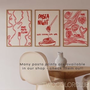 Pasta Night Poster Download, Italien Kitchen Digital Art,pasta Lover ...