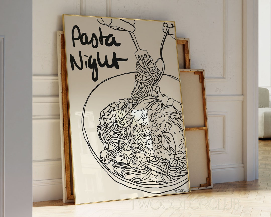 Pasta Night Poster Download, Italien Kitchen Digital Art,pasta Lover ...