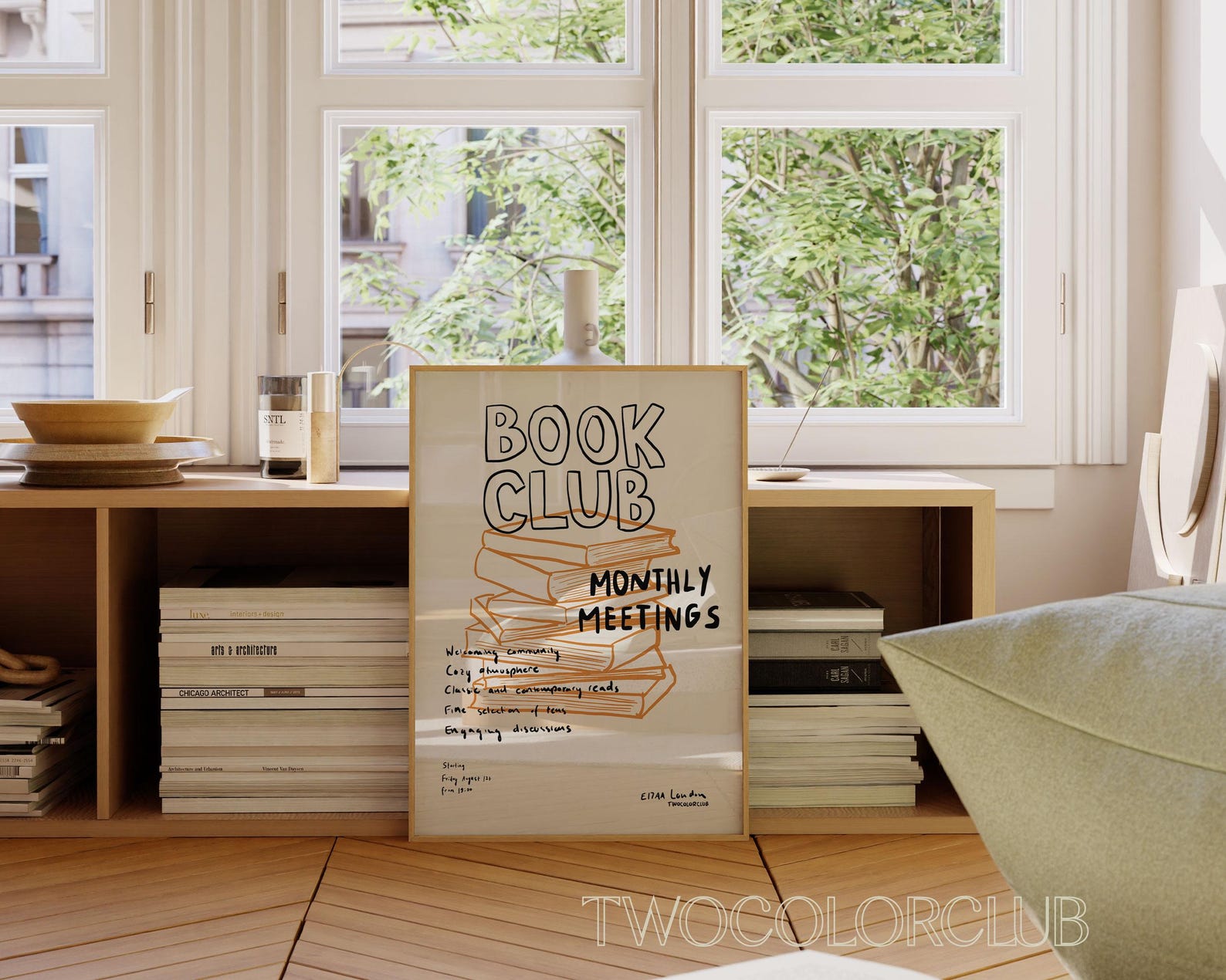 Book Club Print | Book Stack Wall Art (digital Download) - Etsy