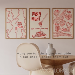Pasta Night Print Digital Download, Italian Food Printable, Cool ...