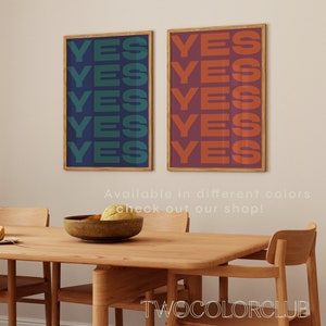 Typography "yes" Art Print Download, Modern Blue Affirmation Wall Art ...