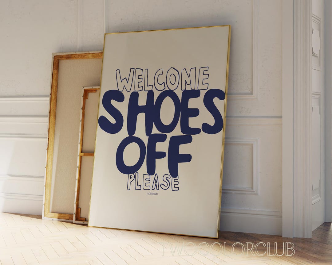 Shoes off Art Download Welcome Art Print Shoes off Sign Blue Welcome ...