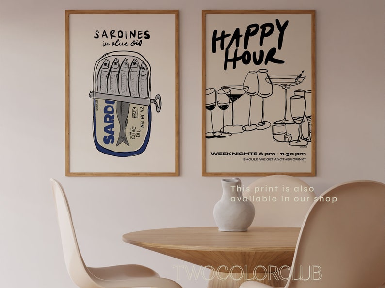 Retro Sardines Tin Print | Seafood Kitchen Wall Art (digital Download ...