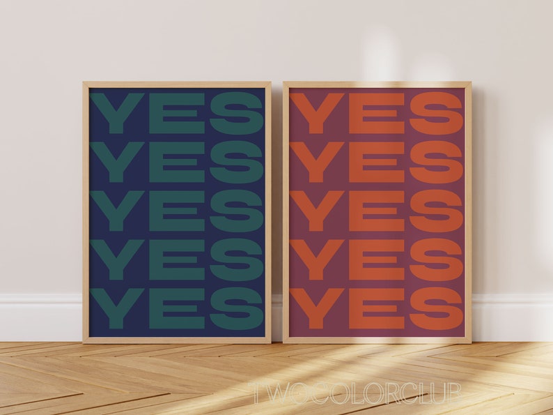 Downloadable Typography yes Yes Yes 2 Piece Art Set, Modern Blue Red ...