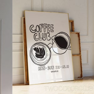 Coffee Club Print Download, Espresso Coffee Art, Retro Coffee Bar Print ...
