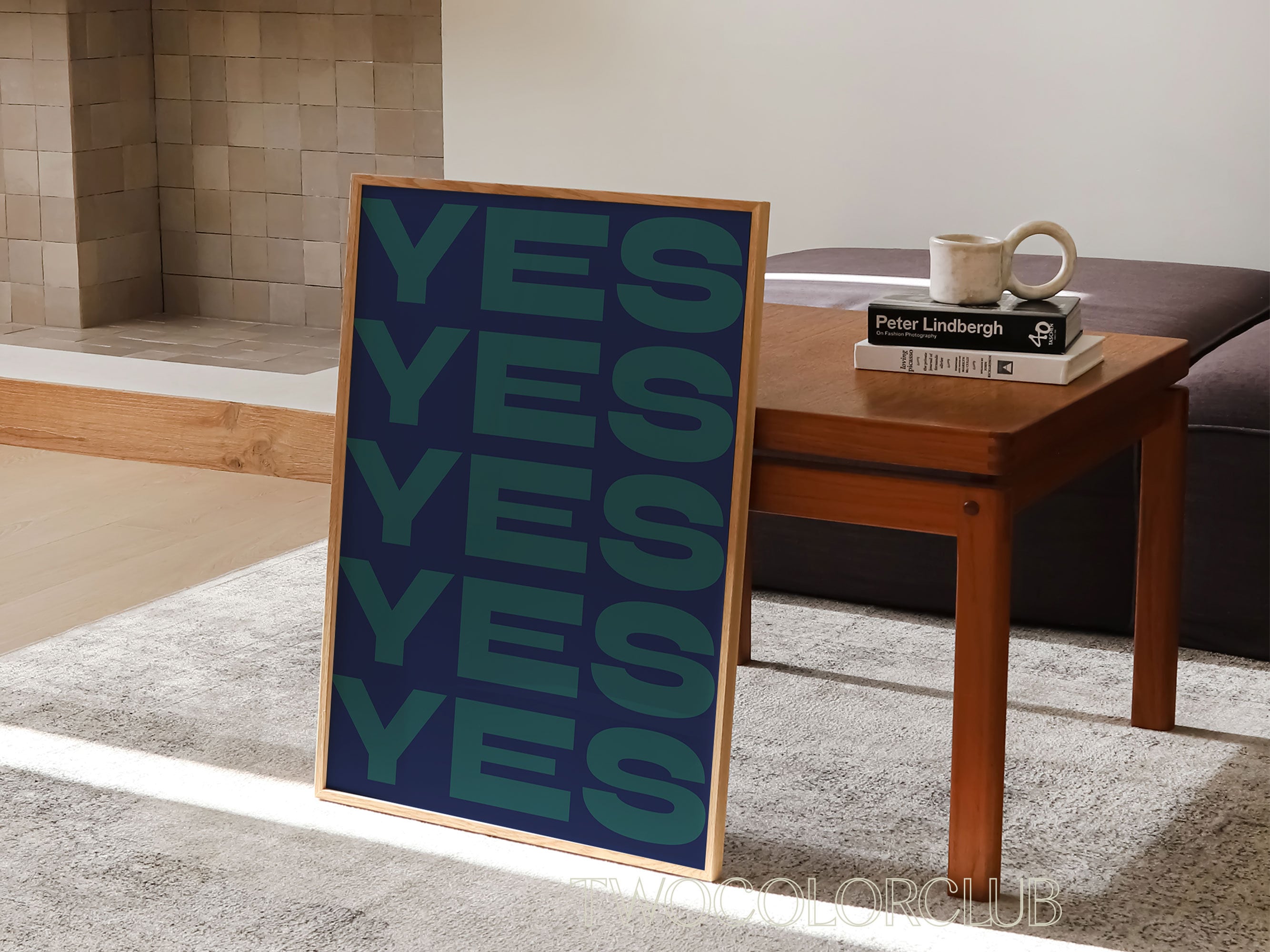 Typografie Yes Kunstdruck-Download, moderne blaue Affirmation Wandkunst ...