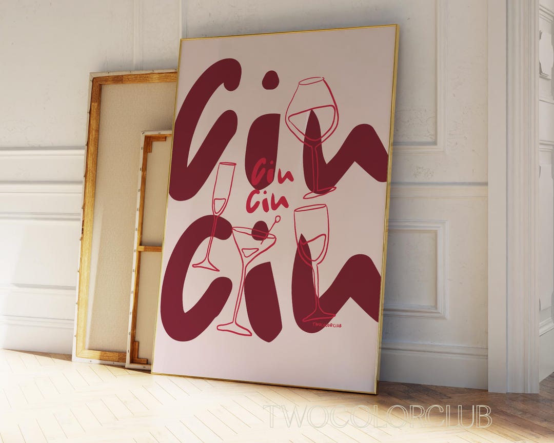 Cin Cin Printable Cin Cin Martini Poster Champagne Wine Glass Print Bar ...