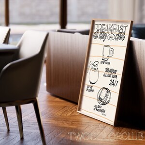 Breakfast Club Poster Digital Download, 24/7 All Day Breakfast Club Art ...