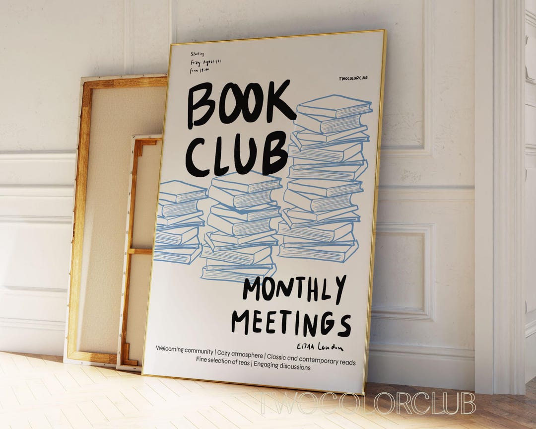 Book Club Print Download Book Stack Print Chic Bookish Wall Art Book ...