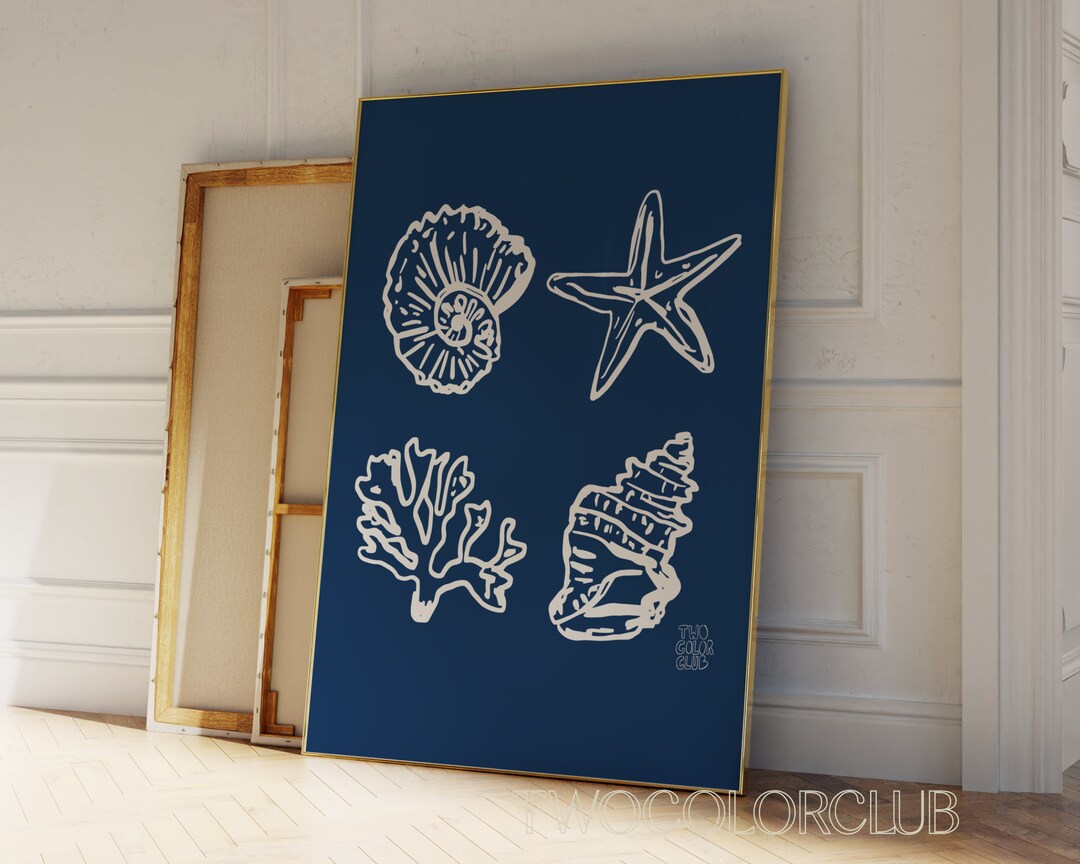 Seashells Art Download Coral Printable Starfish Wall Art Blue Seashell ...