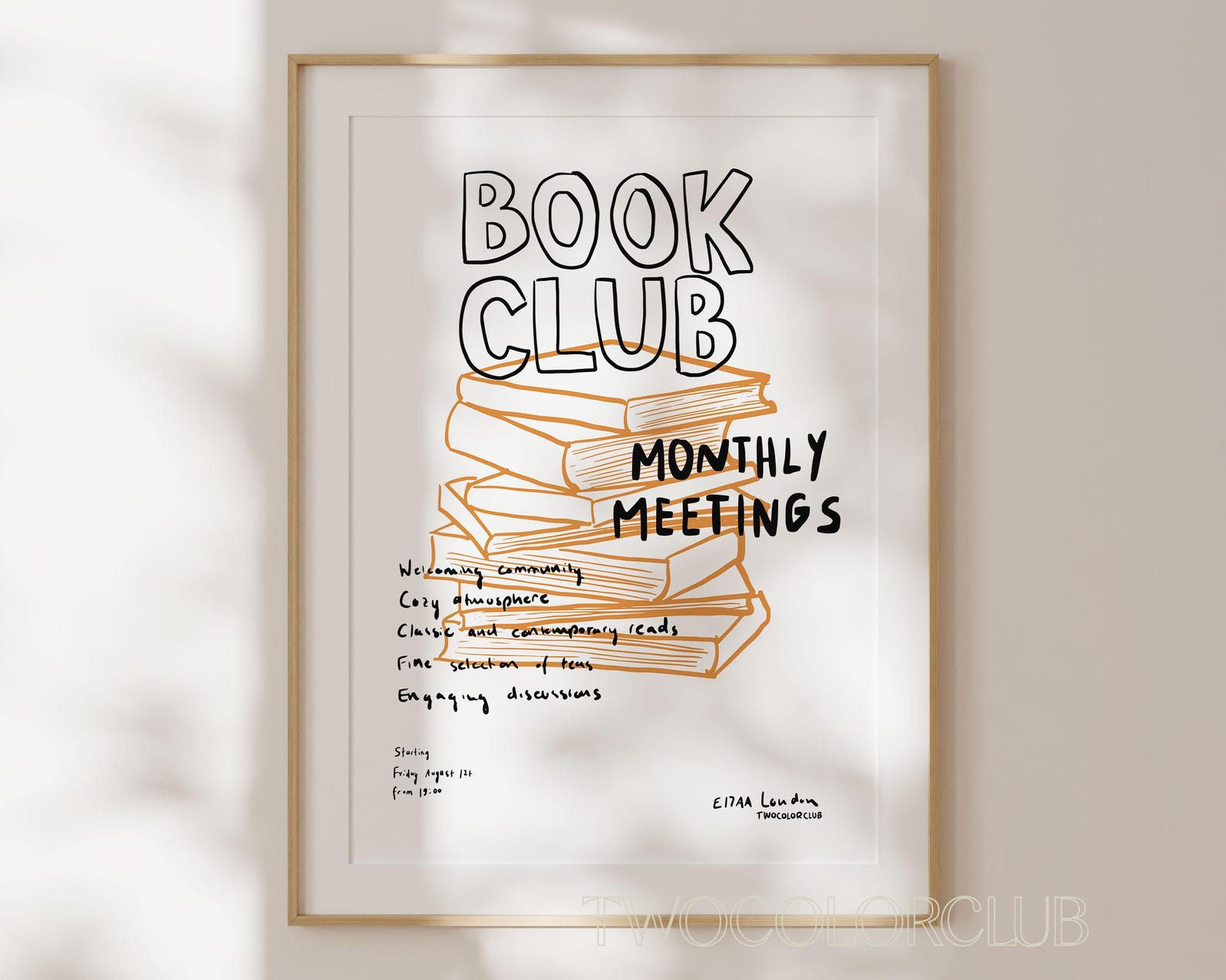 Book Club Print | Book Stack Wall Art (digital Download) - Etsy