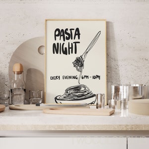 Pasta Night Print Digital Download, Italian Food Printable, Cool ...