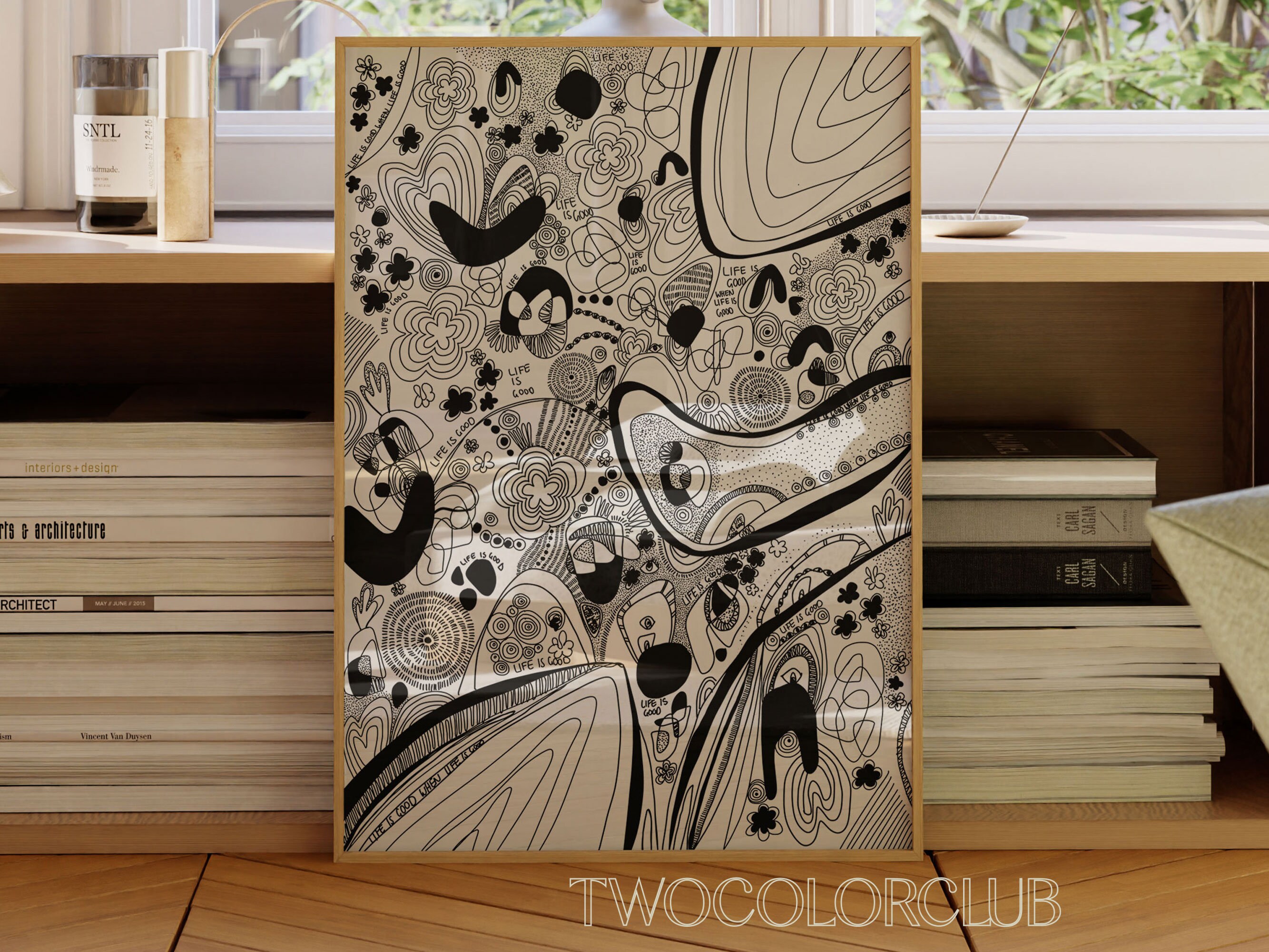 Zentangle Quote Wall Art Download, Monochrome Life is Good Print ...